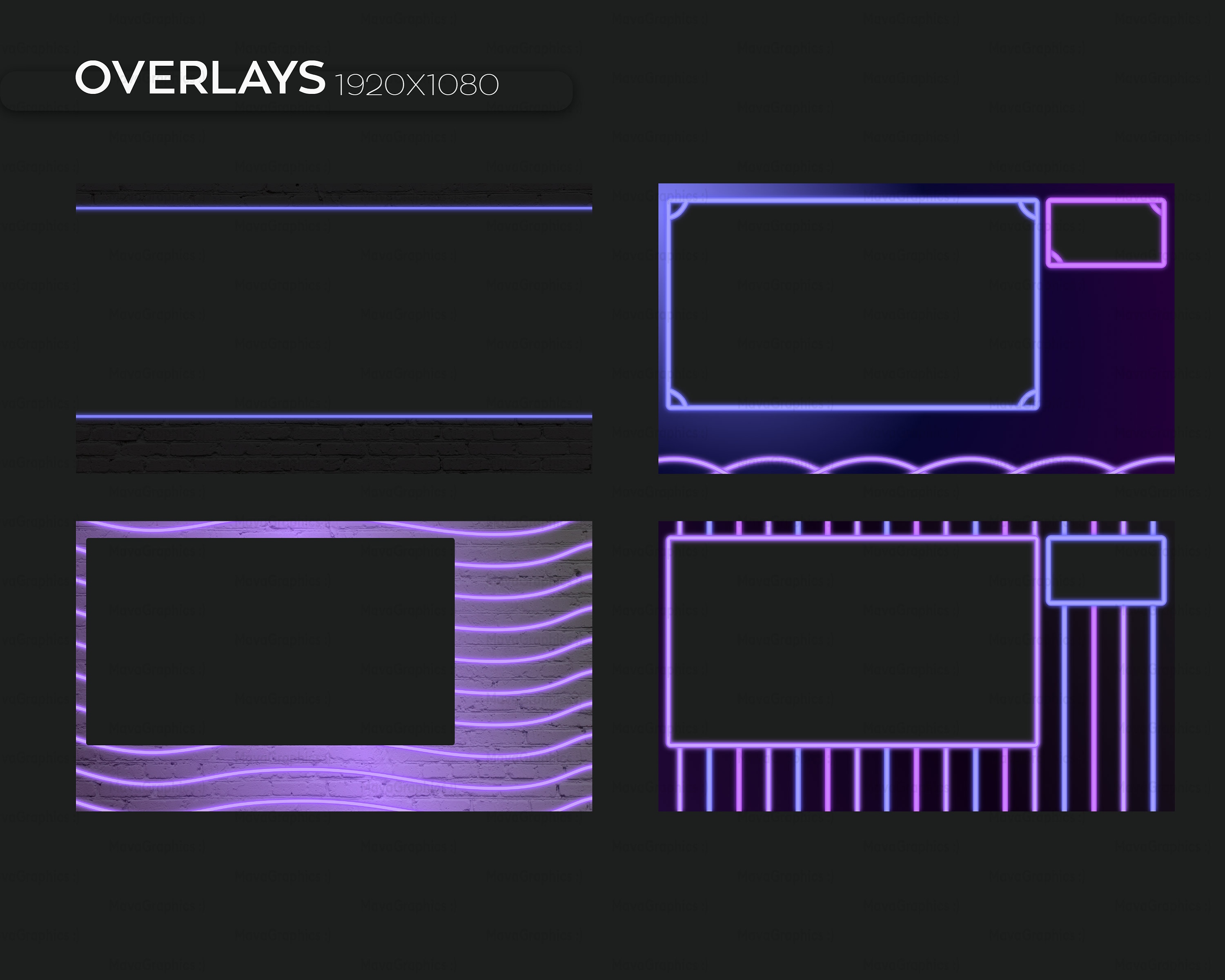 Twitch Overlay Bundle Neon Blue Purple Premade for Streaming - Etsy