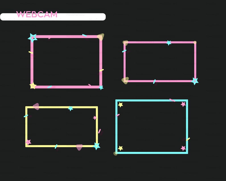 Retro Twitch Streaming Overlay | Custom Twitch PNG Overlay Set Bundle ...