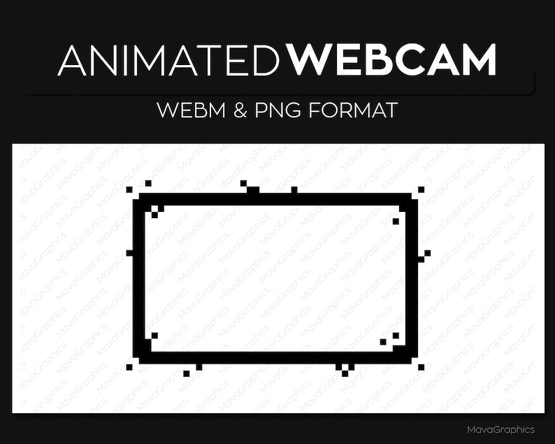 Animated Black Pixel Webcam Frame Overlay, Webcam Border, Premade ...