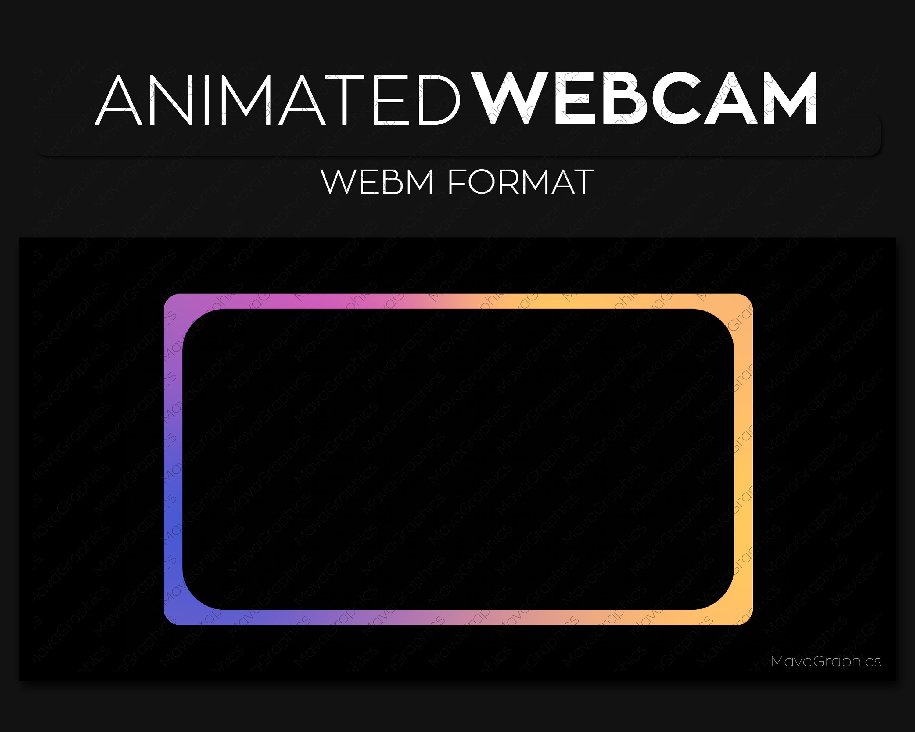 Gradient Yellow Magenta Blue Animated Webcam Frame Overlay, Webcam ...