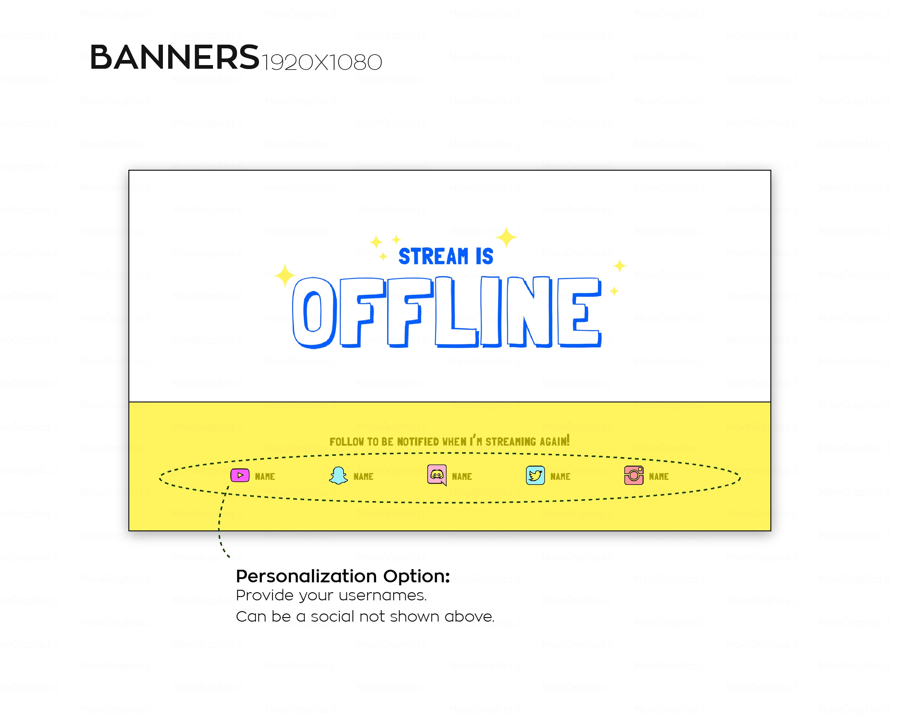 Simple Yellow and White Twitch Banners | Custom Personalizable PNG ...