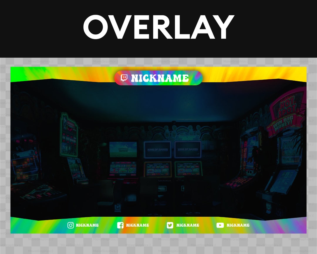 Tie Dye Colorful Twitch Overlay for Streamers, PNG Overlay Set for OBS ...