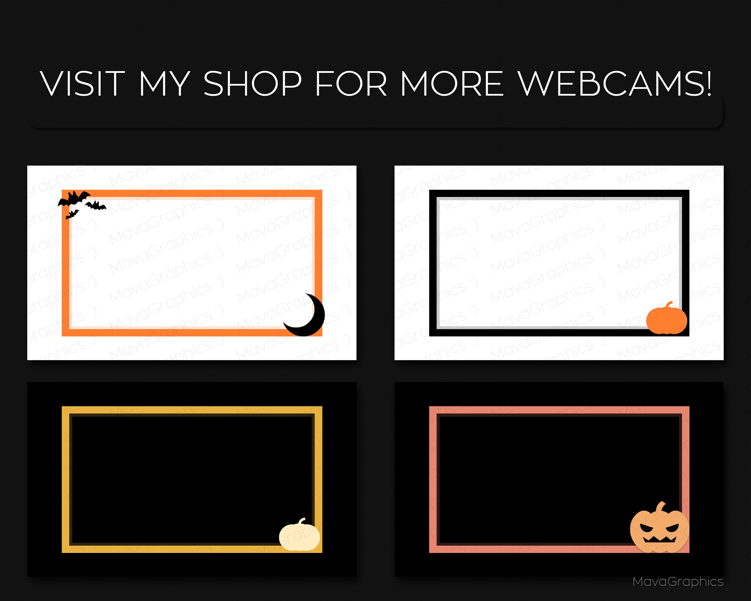 White Orange Pumpkin Webcam Frame Overlay, Webcam Border, Premade ...