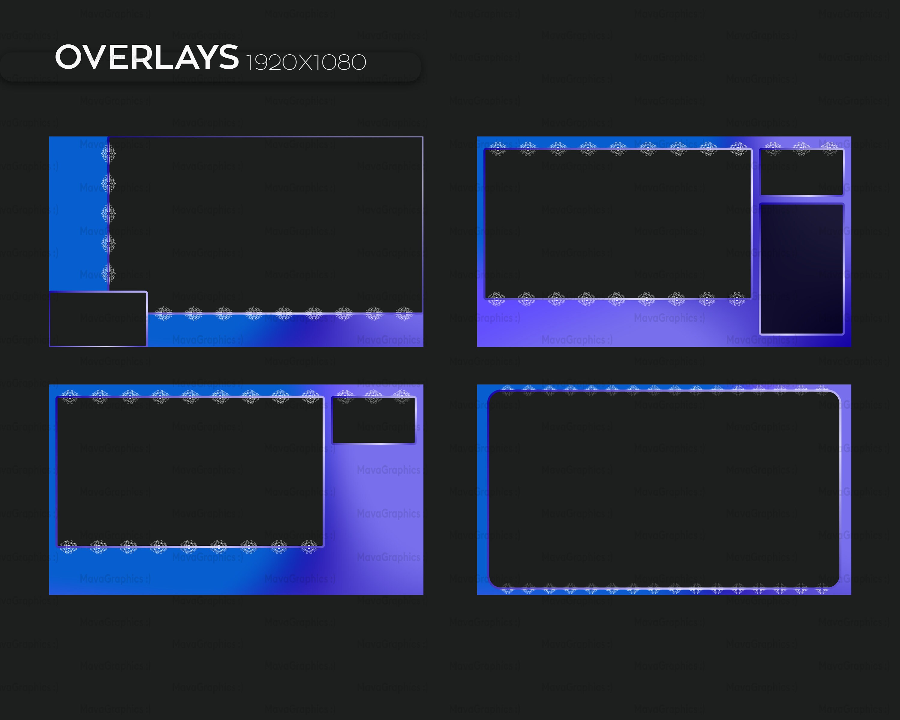 Blue Purple Gradient Twitch Streaming Overlay Custom Twitch PNG Overlay ...