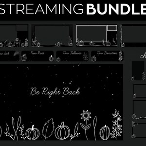 Autumn White Pumpkins and Plants Stream Twitch Overlay, Premade Simple ...
