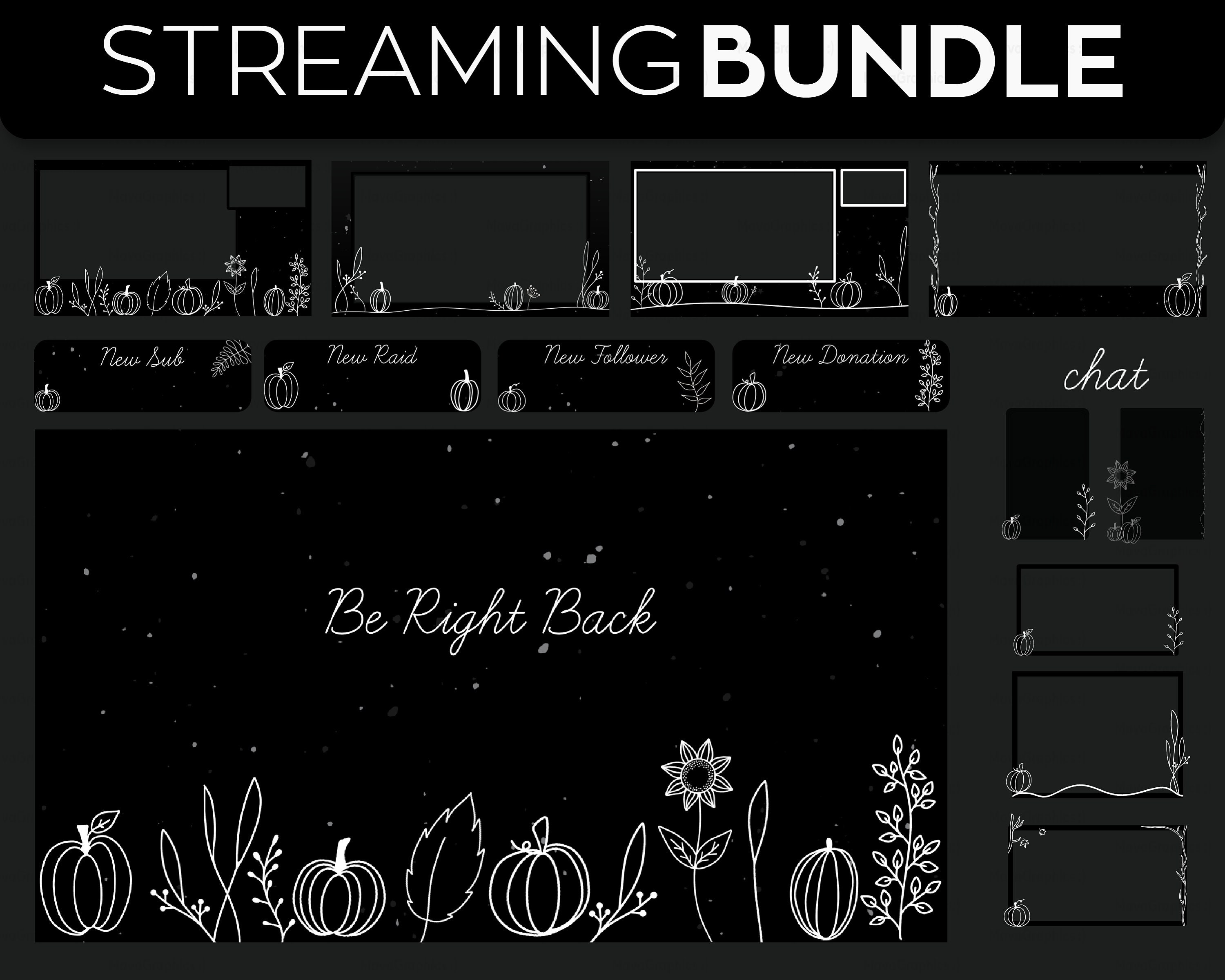 Autumn White Pumpkins and Plants Stream Twitch Overlay, Premade Simple ...