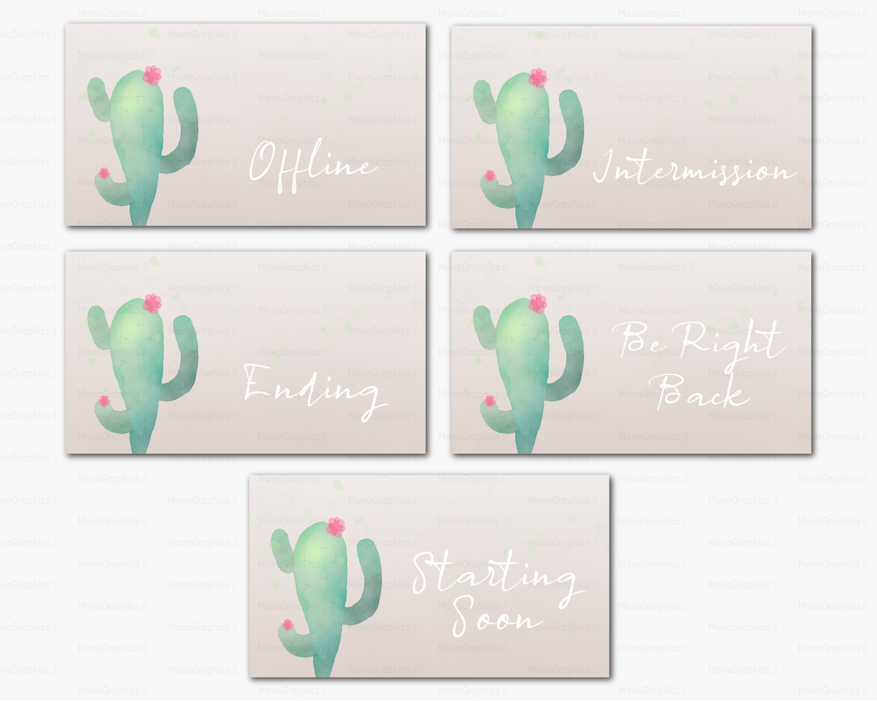 Watercolor Cactus Twitch Banner | Custom PNG Hand-drawn Simple Banner ...