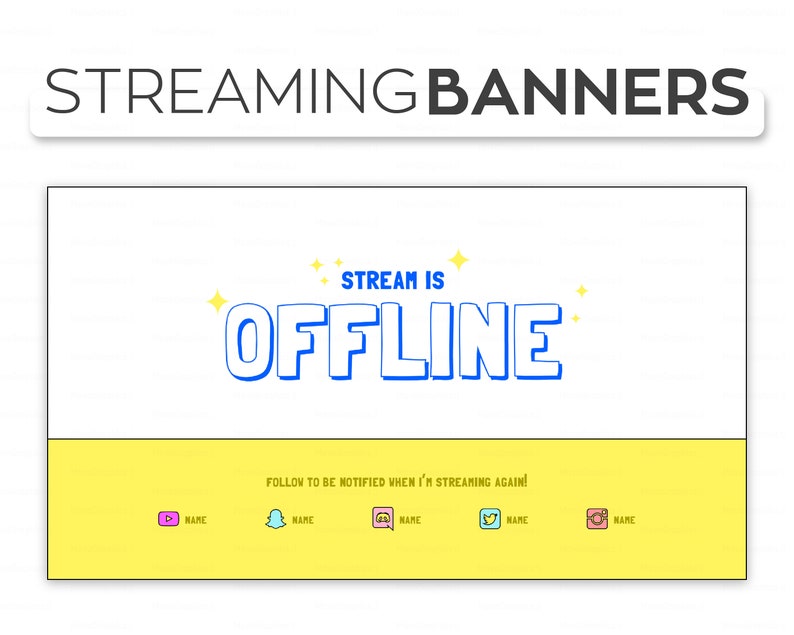 Simple Yellow and White Twitch Banners | Custom Personalizable PNG ...