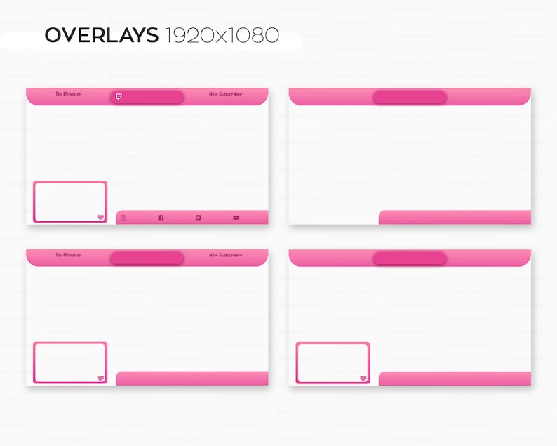 Animated Pink Twitch Streaming Overlay Package, Premade Animated Hearts ...
