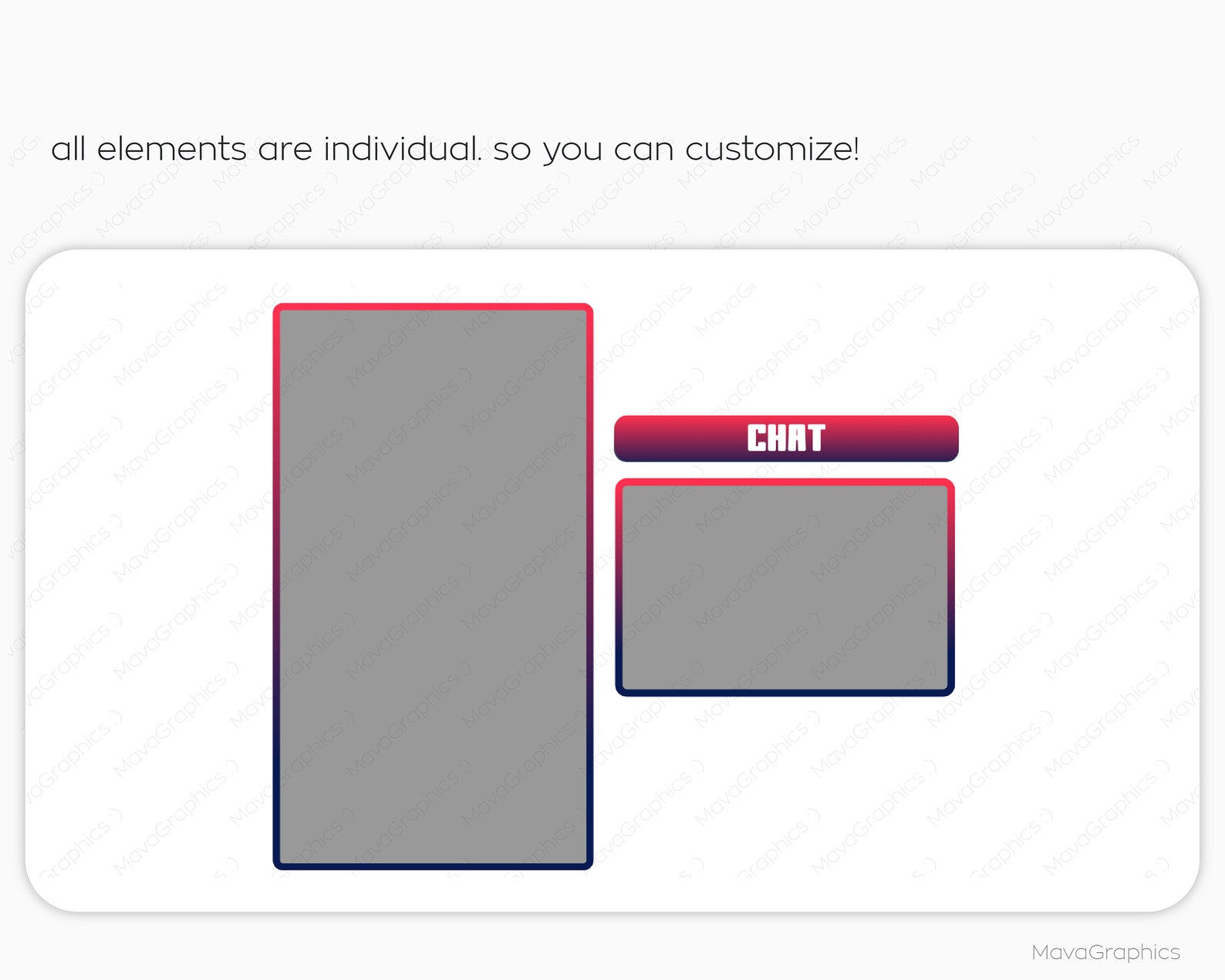 Red Dark Blue Chatbox Overlay for Streamers Premade Twitch Streamlabs ...