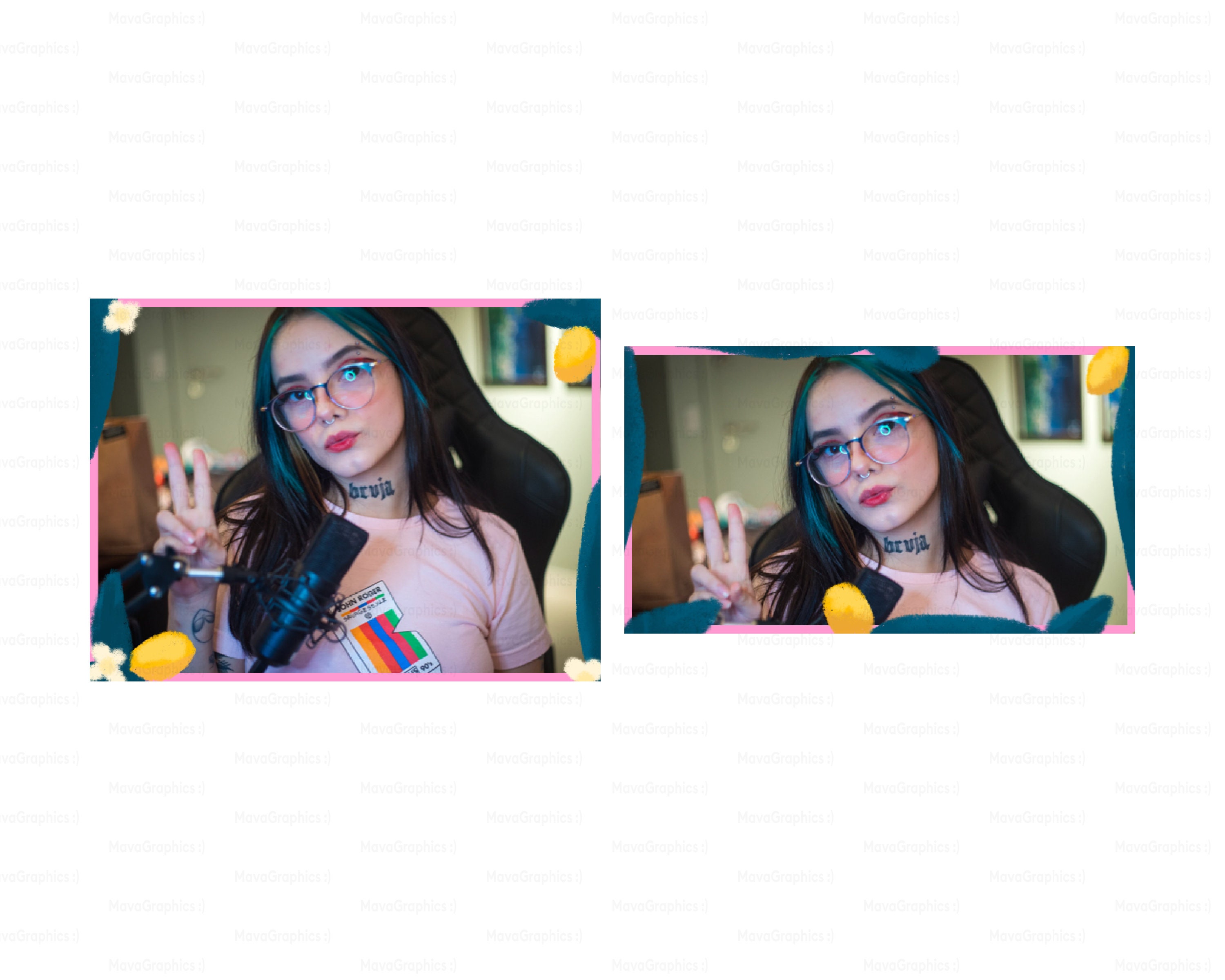 Blue Lemon Overlay Banners for Streaming Overlay Set, Hand Drawn Custom ...