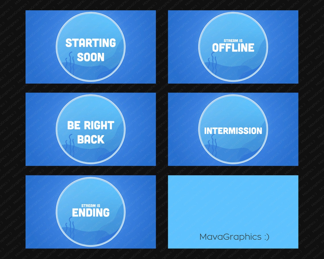 Blue Ocean Stream Screens for Twitch With Bubbles, Premade Animated ...