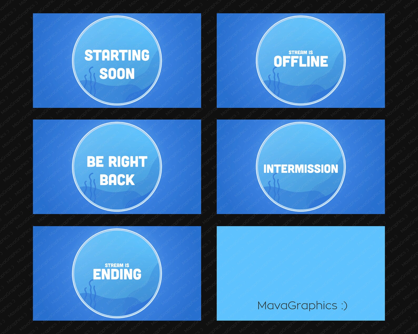 Blue Ocean Stream Screens for Twitch With Bubbles, Premade Animated ...