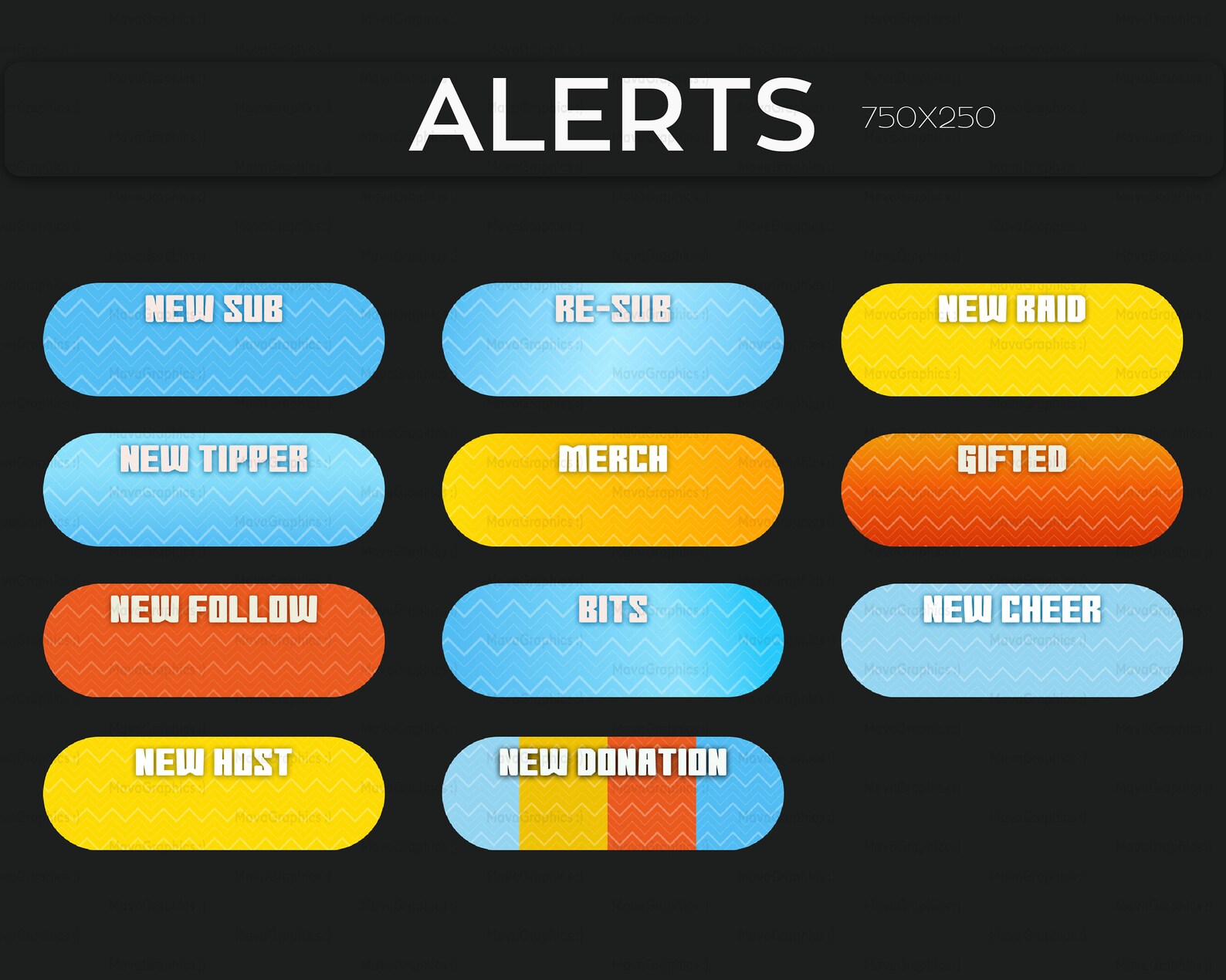 Yellow Blue Streaming Alerts | Custom Retro Stream Alerts - Etsy