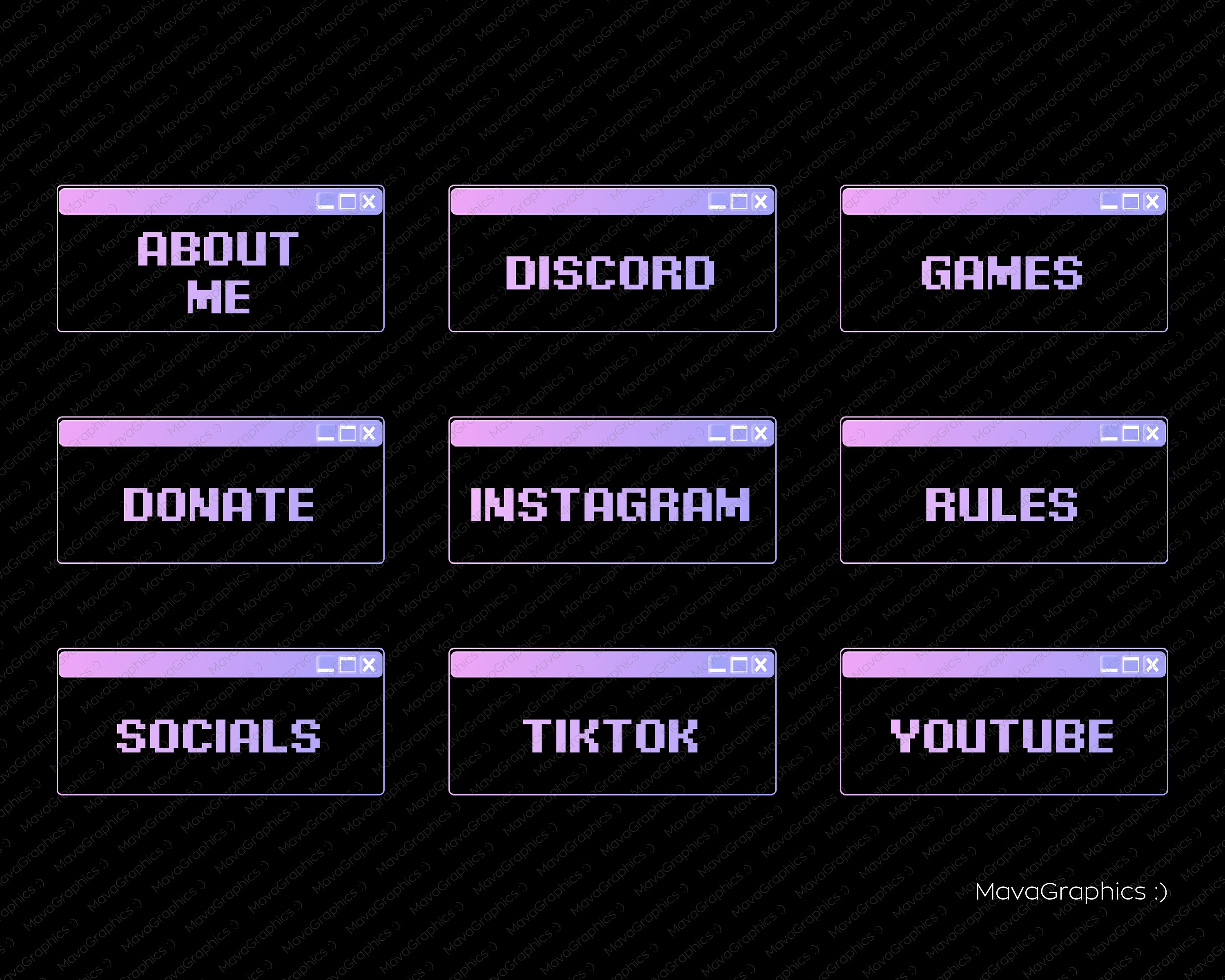 100 Cute Window Twitch Panels With Numbers and Months for Streamers ...