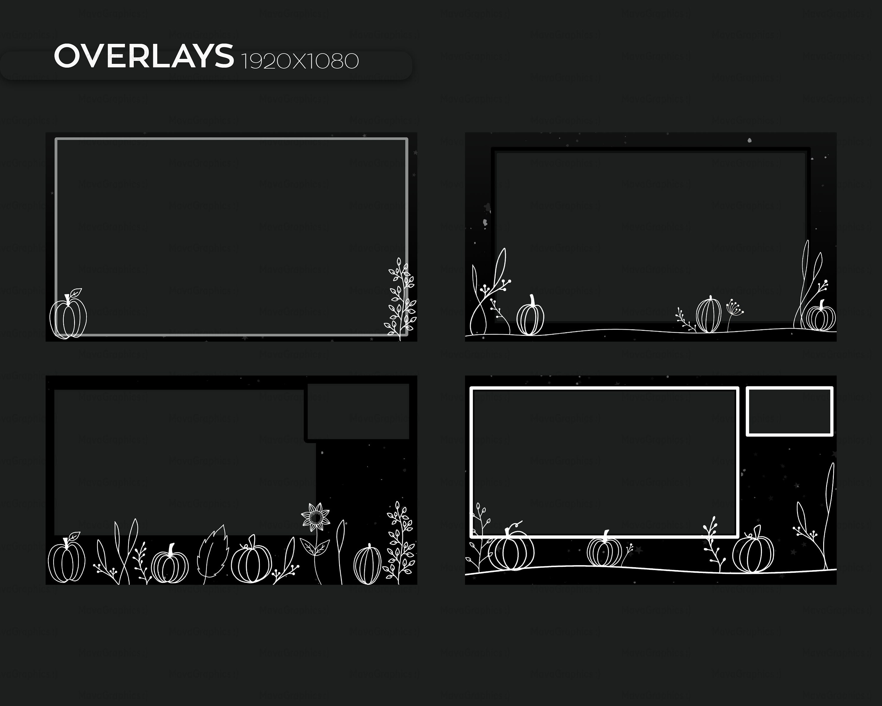 Autumn White Pumpkins and Plants Stream Twitch Overlay, Premade Simple ...