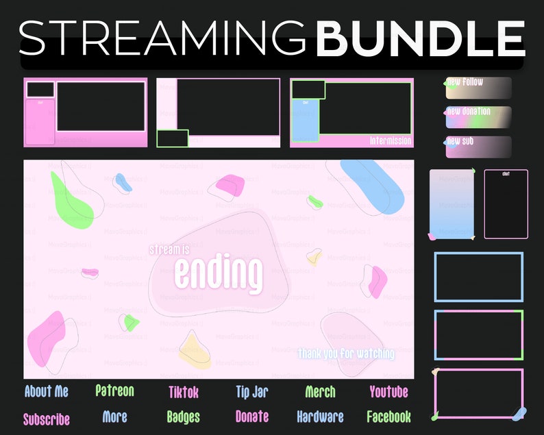 Pink Bright Twitch Overlay for Live Streaming | Premade Twitch Overlay ...