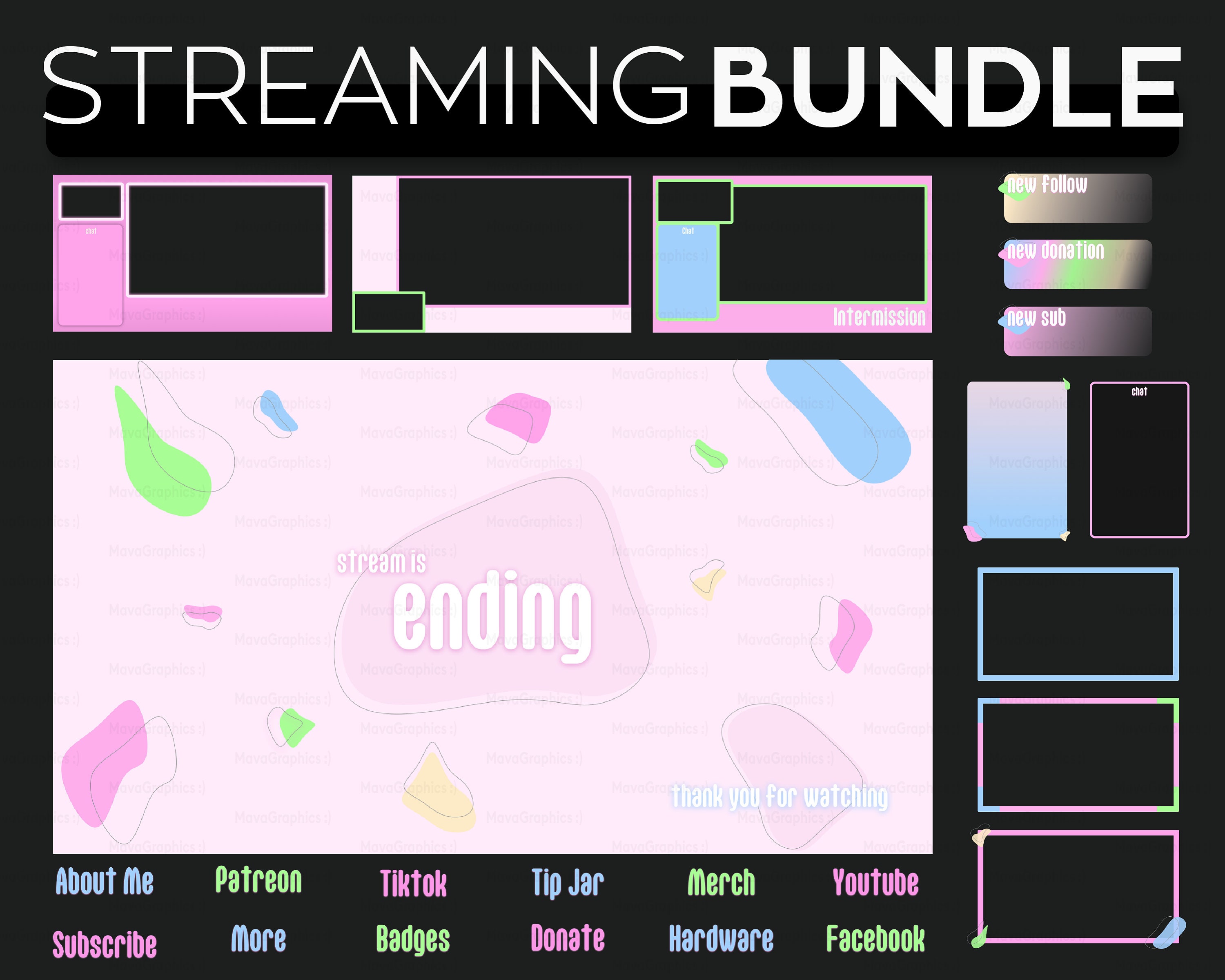 Pink Bright Twitch Overlay for Live Streaming Premade Twitch Overlay ...