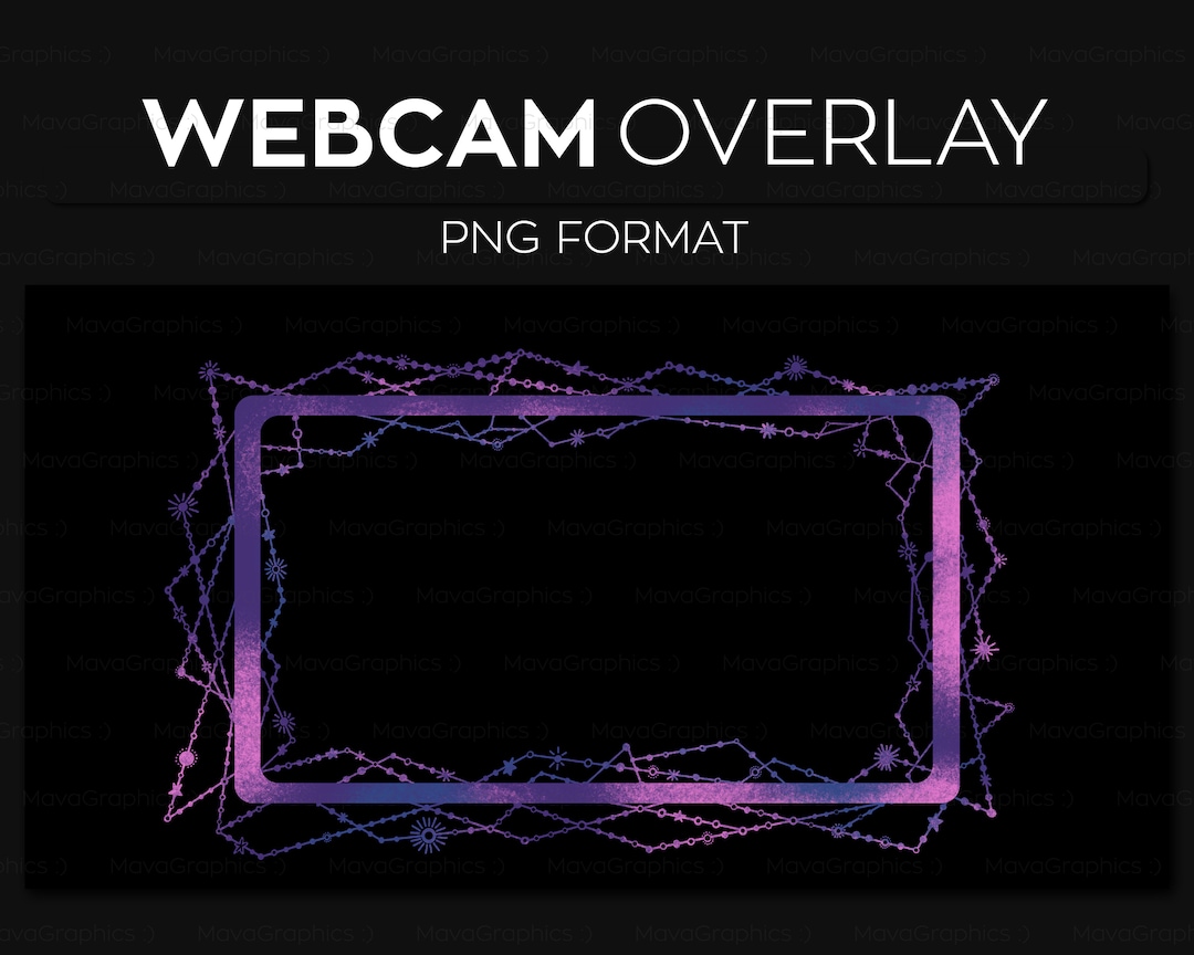 Purple Twitch Webcam Streaming Overlay, Webcam Border, Celestial Twitch ...