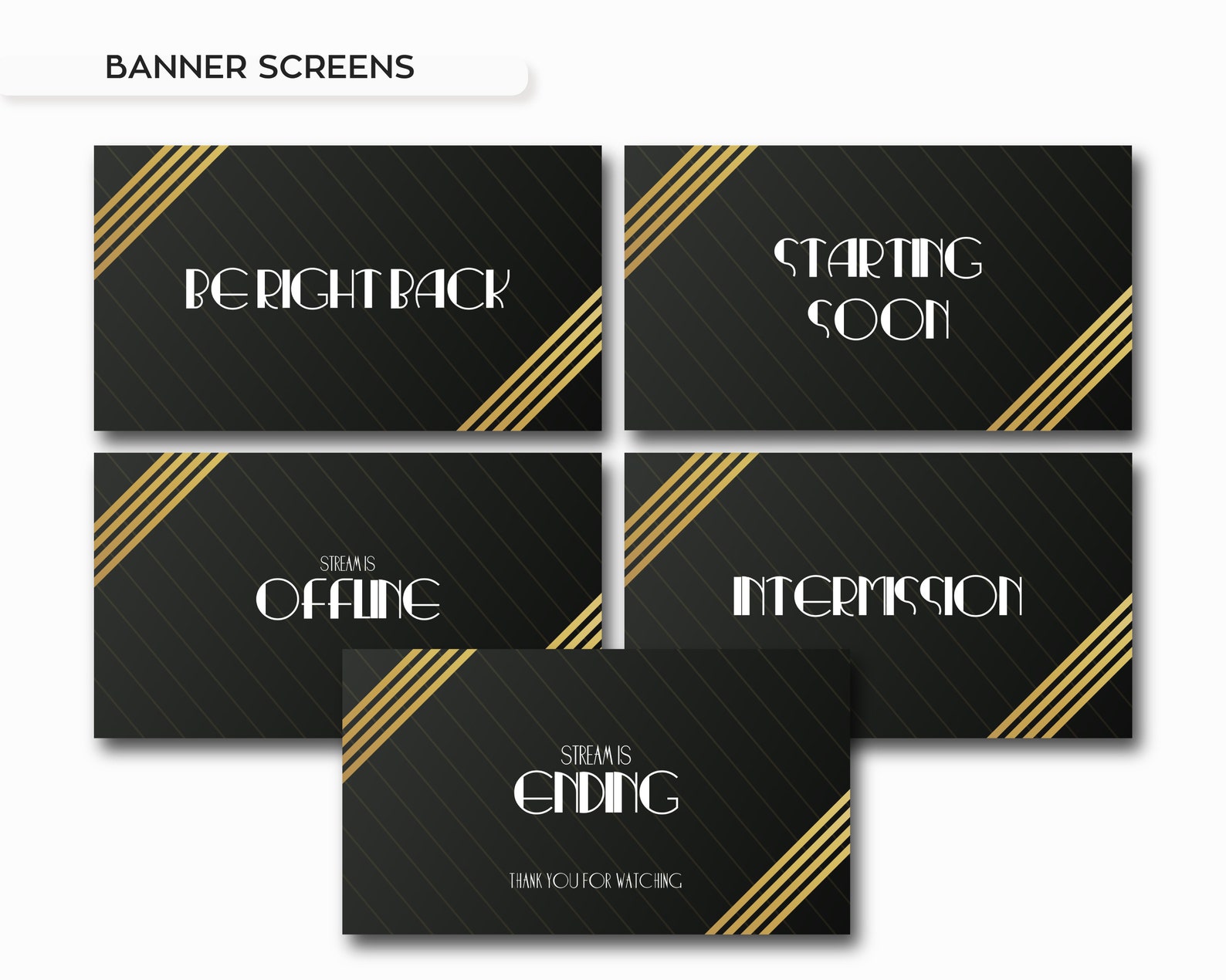 Black and Gold Twitch Stream Overlay | Custom PNG Elegant Simple ...