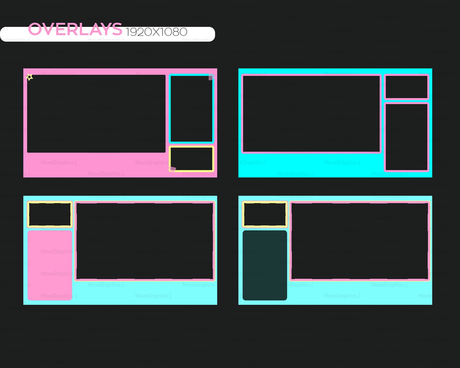 Retro Twitch Streaming Overlay | Custom Twitch PNG Overlay Set Bundle ...