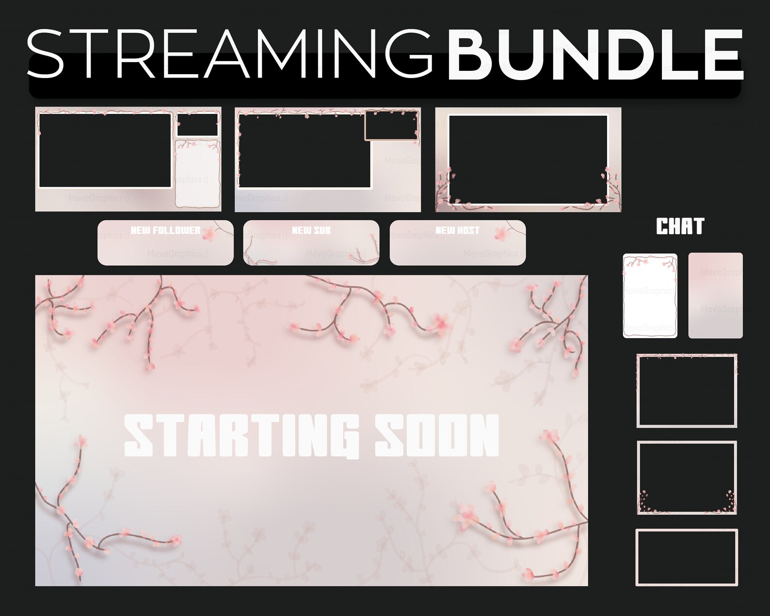 Cherry Flower Twitch Overlay for Live Streaming Premade Twitch Overlay ...