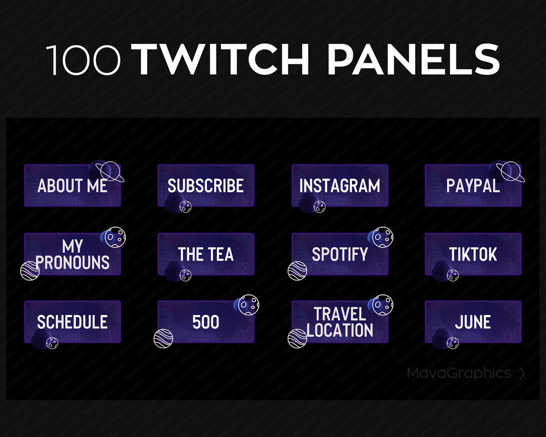 100 Outer Space Twitch Panels With Numbers and Months for Streamers ...