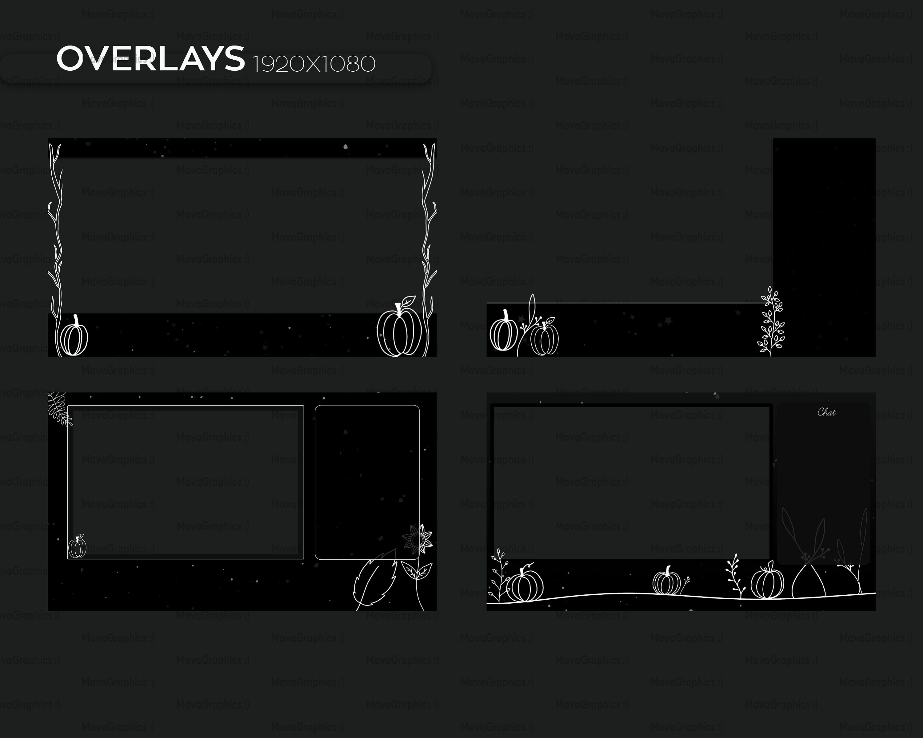 Autumn White Pumpkins and Plants Stream Twitch Overlay, Premade Simple ...