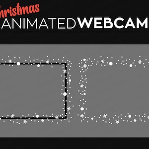 Christmas Snow Border Frame Overlay, Black White Webcam Border, Premade ...