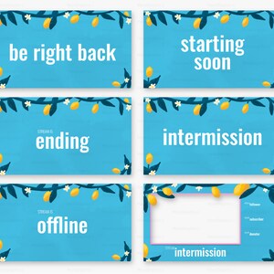 Blue Lemon Overlay Banners for Streaming Overlay Set, Hand Drawn Custom ...