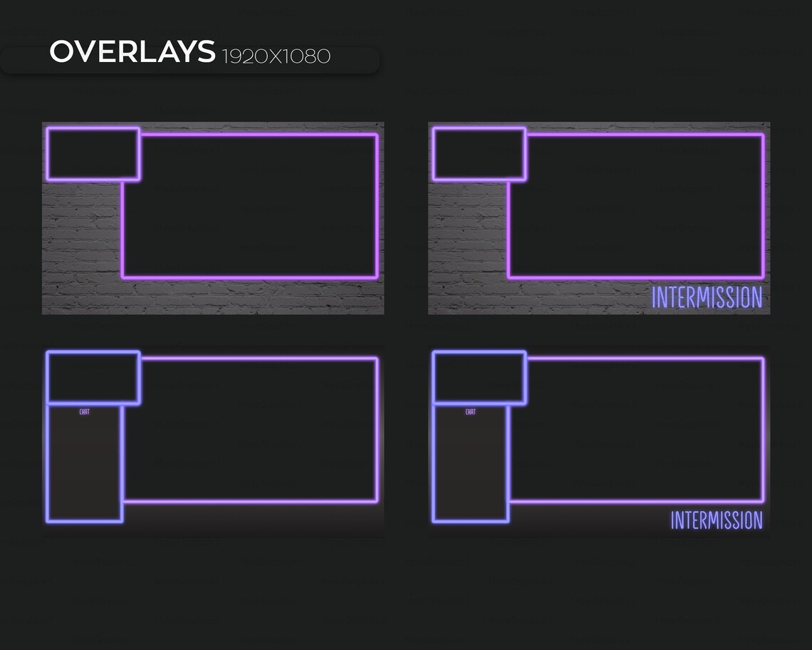 Twitch Overlay Bundle Neon Blue Purple Premade for Streaming - Etsy