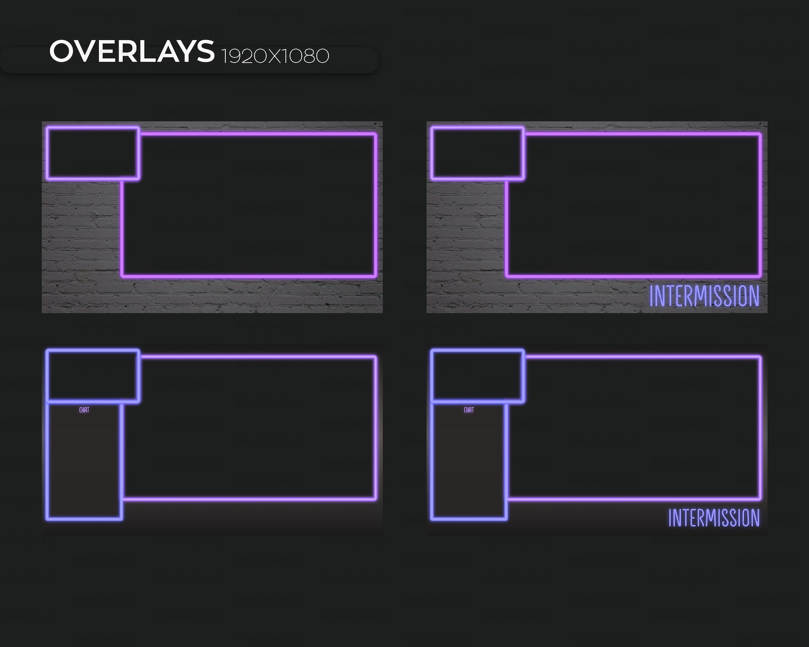 Twitch Overlay Bundle Neon Blue Purple Premade for Streaming - Etsy