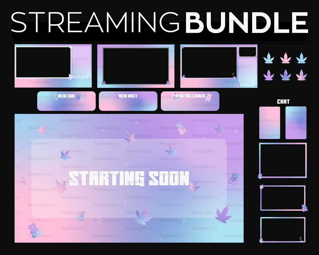 Pastel Weed Twitch Overlay for Live Streaming | Premade Twitch Overlay ...