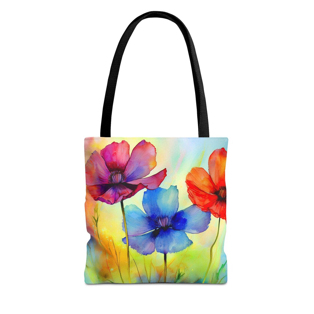 Spring Wild Flowers Tote Bag - Floral Canvas Handbag for Women, Eco ...