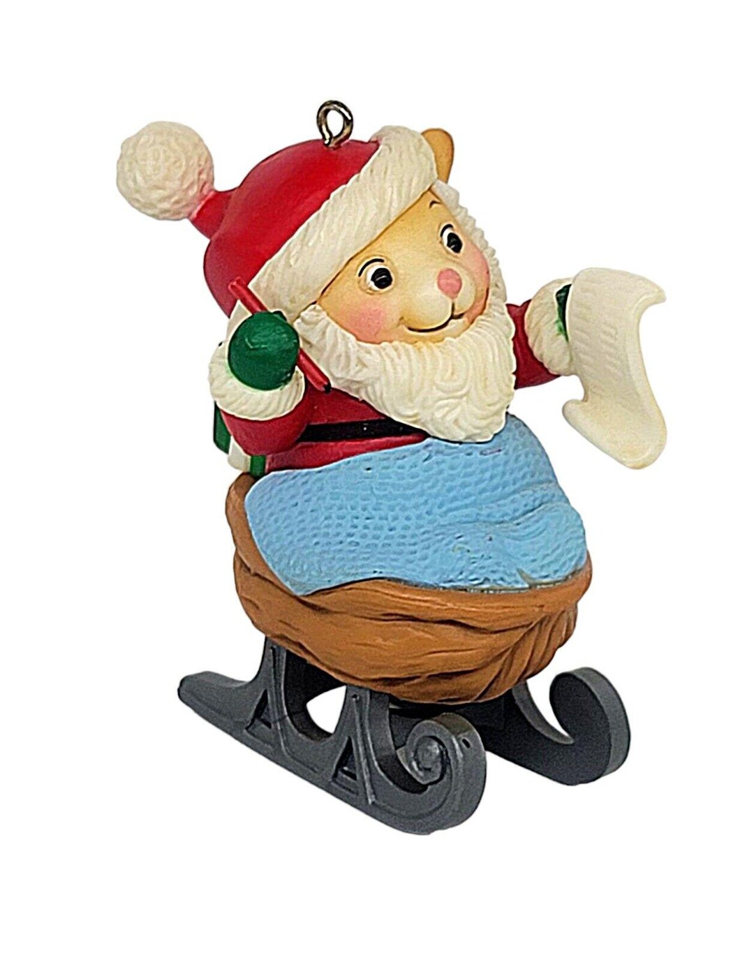 Vtg 1983 Avon Christmas Santa Mouse Melvin P Merry Mouse in Walnut Sled ...