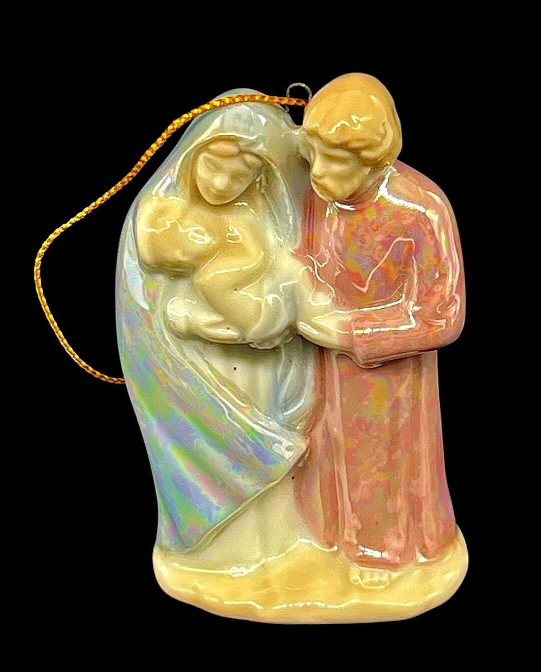 Vtg Nativity Holy Family Joseph Mary Baby Jesus Iridescent Ceramic ...