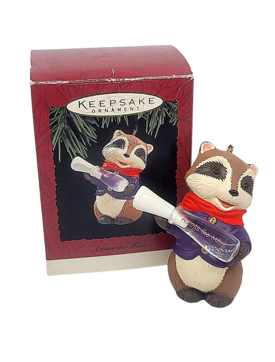 Vtg 1994 Hallmark Across the Miles Christmas Ornament Message in A ...
