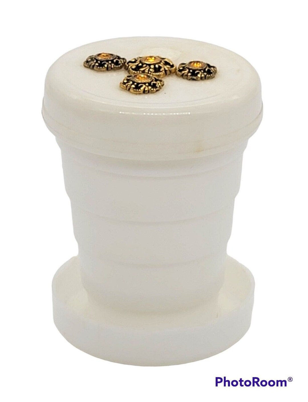 Vintage Tuckaway White Travel Cup & Pill Box Collapsible Telescoping ...