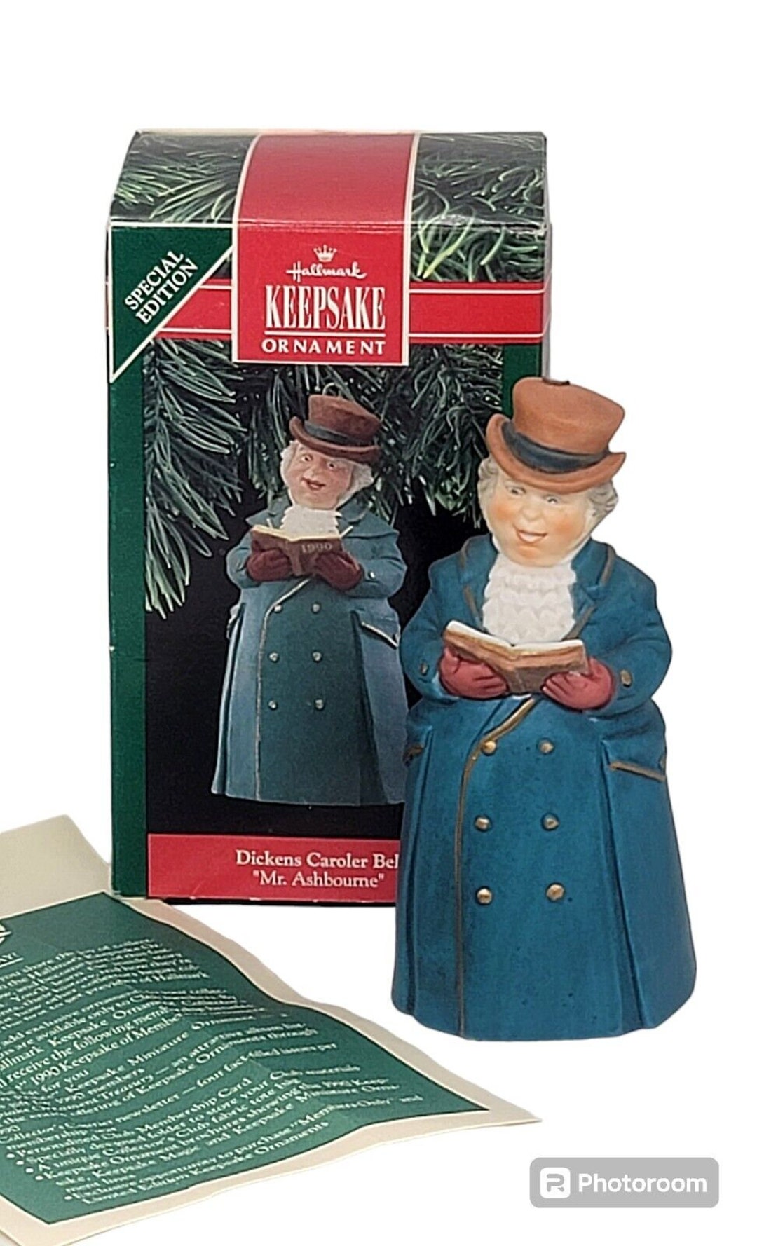 1992 Hallmark Keepsake Dickens Caroler Bell "mr. Ashbourne" Christmas ...