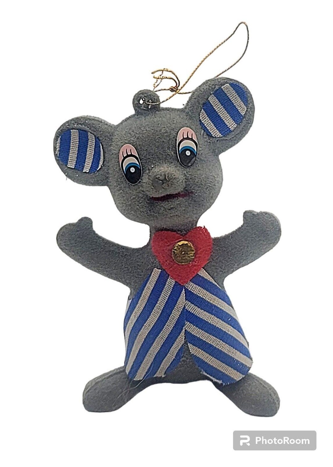 Vintage Woolworth's Flocked and Fabric Gray Mouse Christmas Ornament 4 ...
