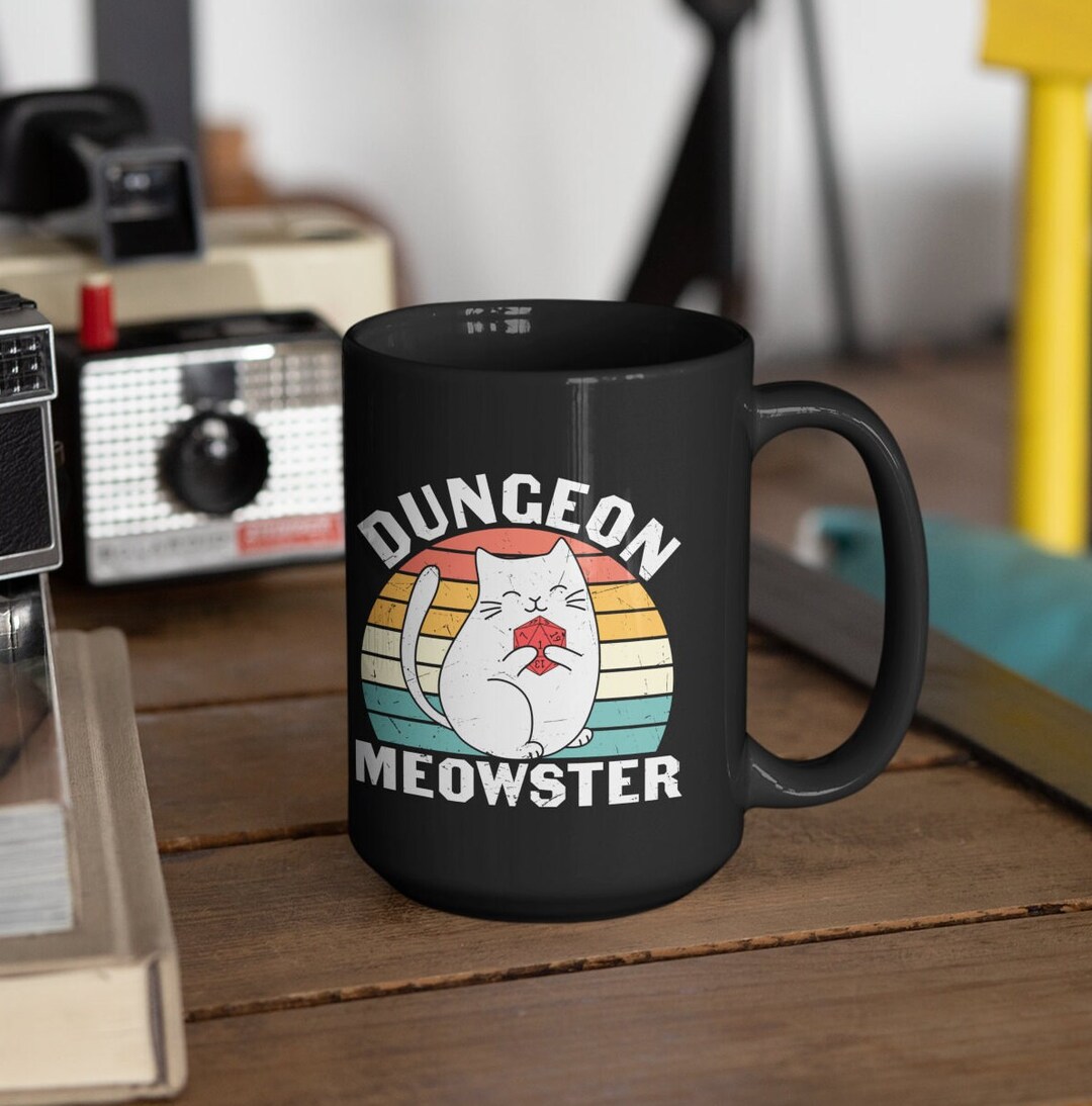 Dungeon Meowster 15oz Black Mug, Dungeon Master Cat Mug, Dnd Mug - Etsy
