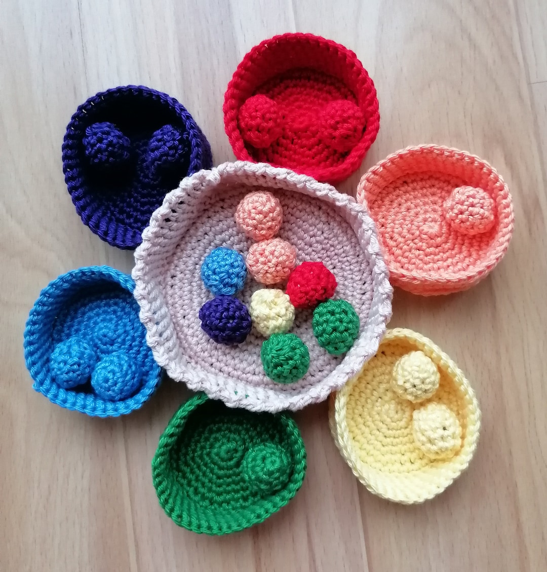 Color Sorting, Color Sorting Flower, Crocheted, Crochet Beads, Rainbow ...