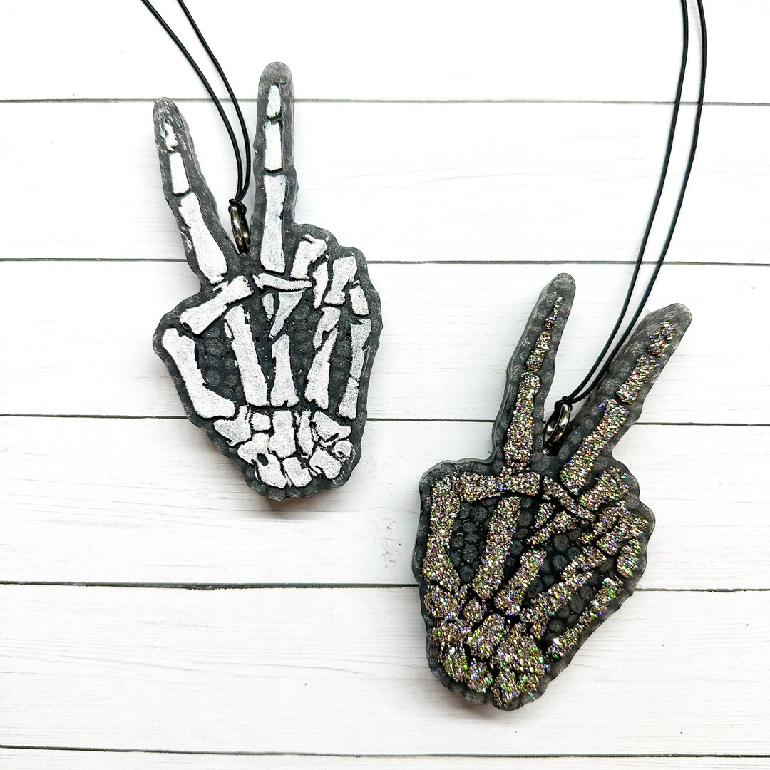 Skelton Hand Peace Sign Freshie, Glitter Freshie - Etsy