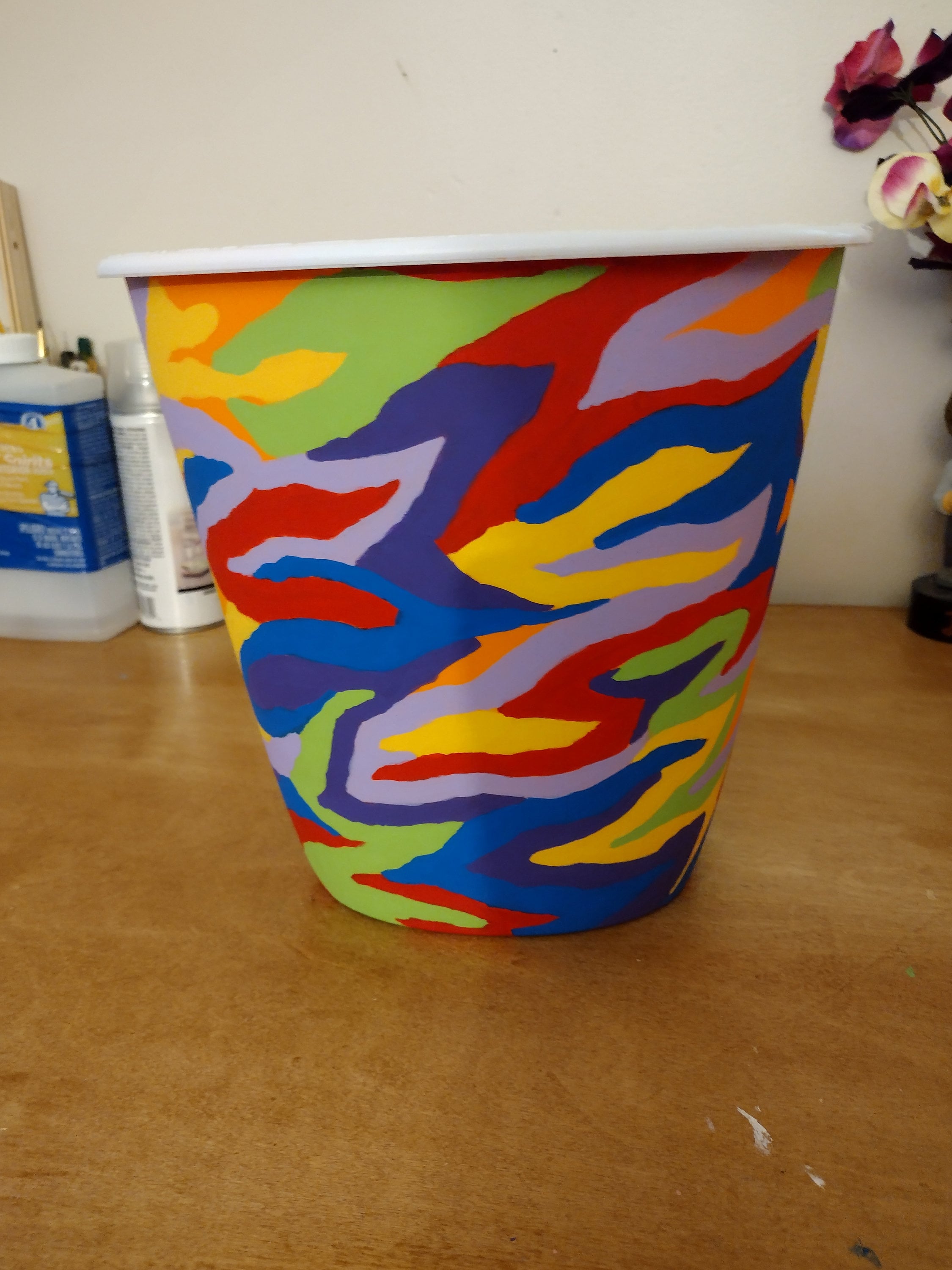 1.5 Gallon Rainbow Camouflage Trash Can Home Decor for Bedroom ...