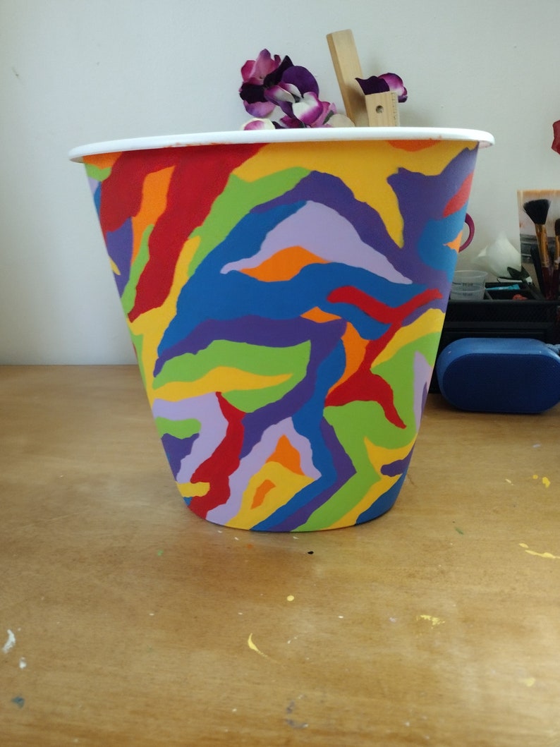 1.5 Gallon Rainbow Camouflage Trash Can Home Decor for Bedroom ...