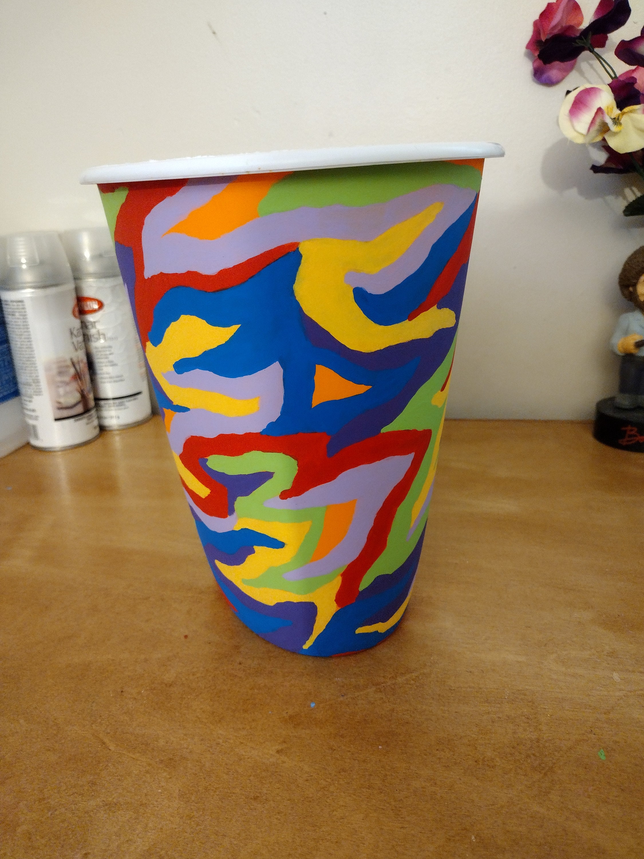 1.5 Gallon Rainbow Camouflage Trash Can Home Decor for Bedroom ...