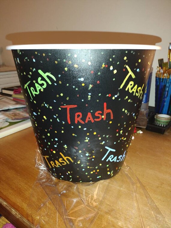 1.5 Gallon Trash Can Hand Painted Messy TRASH Print for Child - Etsy