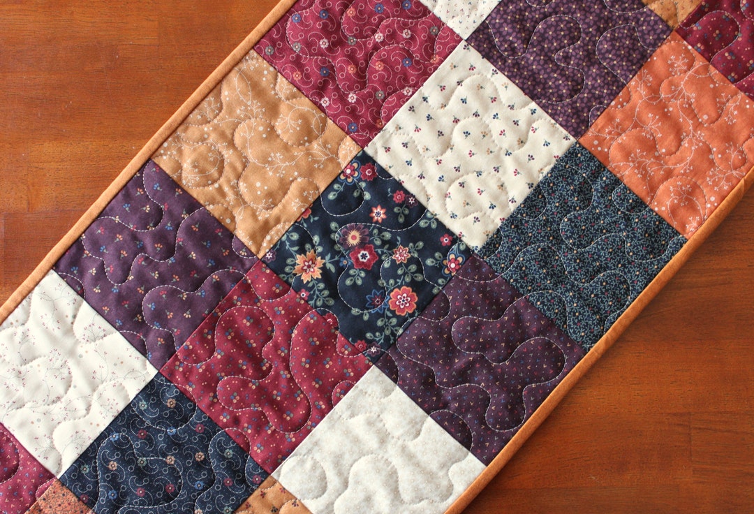 Kansas Troubles Table Runner, Quilted Table Runner, Deep Red Table ...