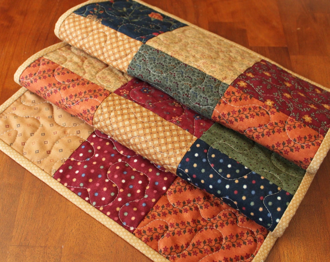 Kansas Troubles Table Runner, Quilted Table Runner, Navy Blue Table ...