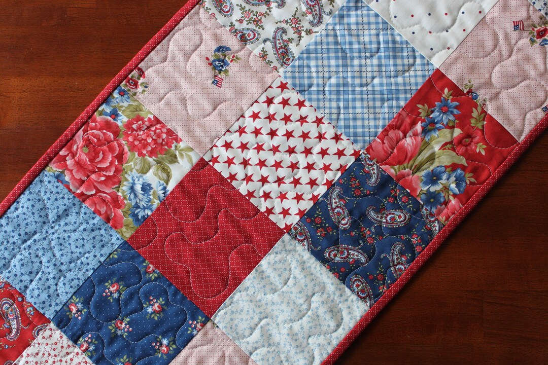 American Table Runner, Quilted 4th of July Table Runner, Belle Isle ...